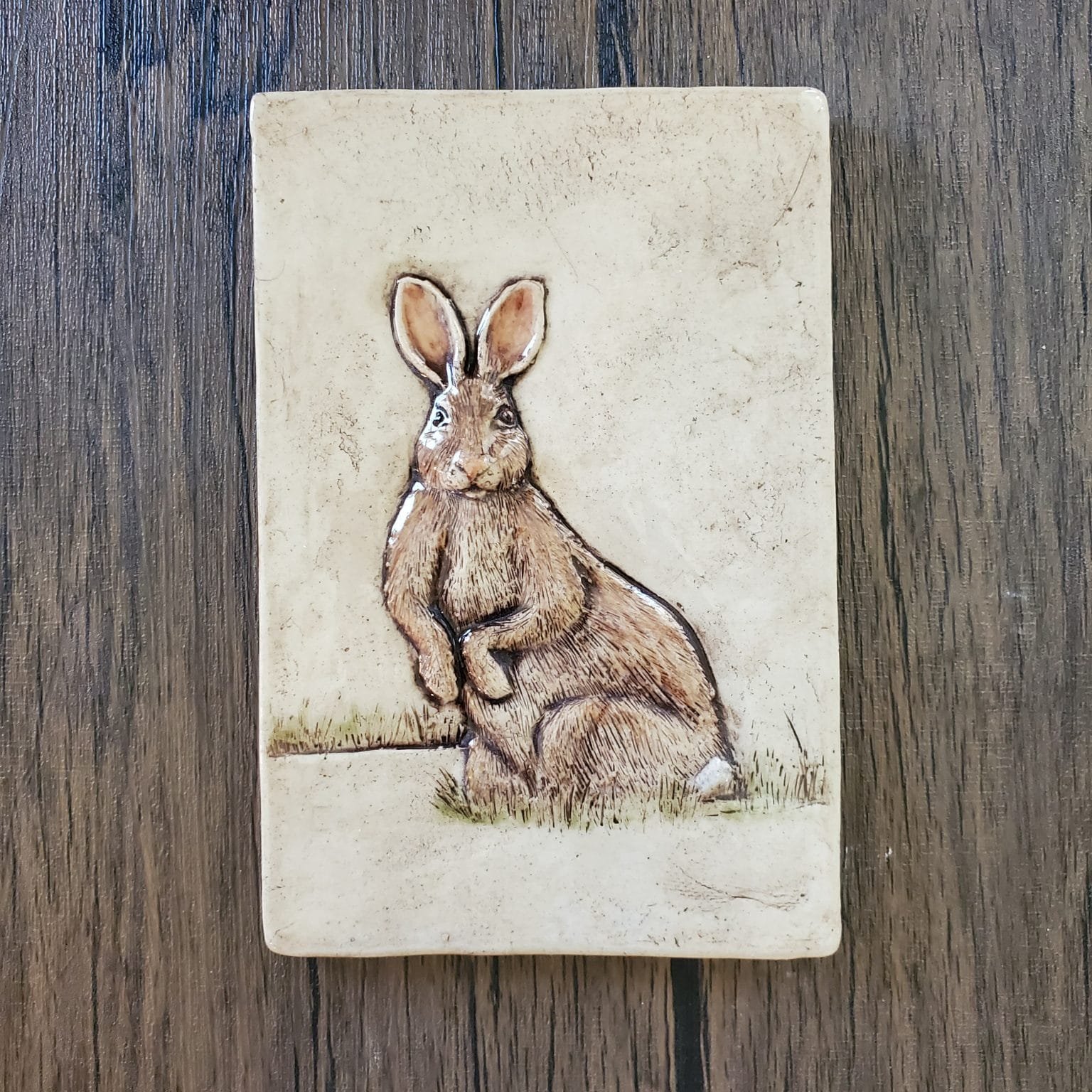 Cottontail Rabbit 4 x 6 Inch Ceramic Tile - Fire Creek Clay LLC