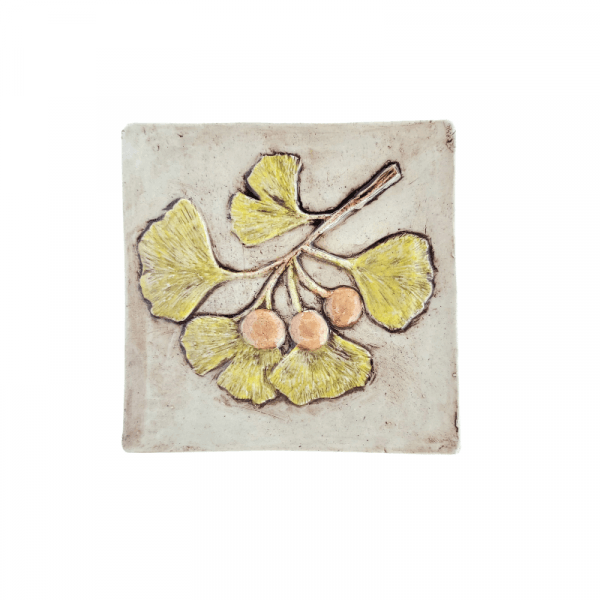 Gingko Leaves 4 Inch Tile – Fire Creek Clay LLC