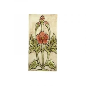 Art Deco Wild Rose 4x8 Tile - Fire Creek Clay LLC