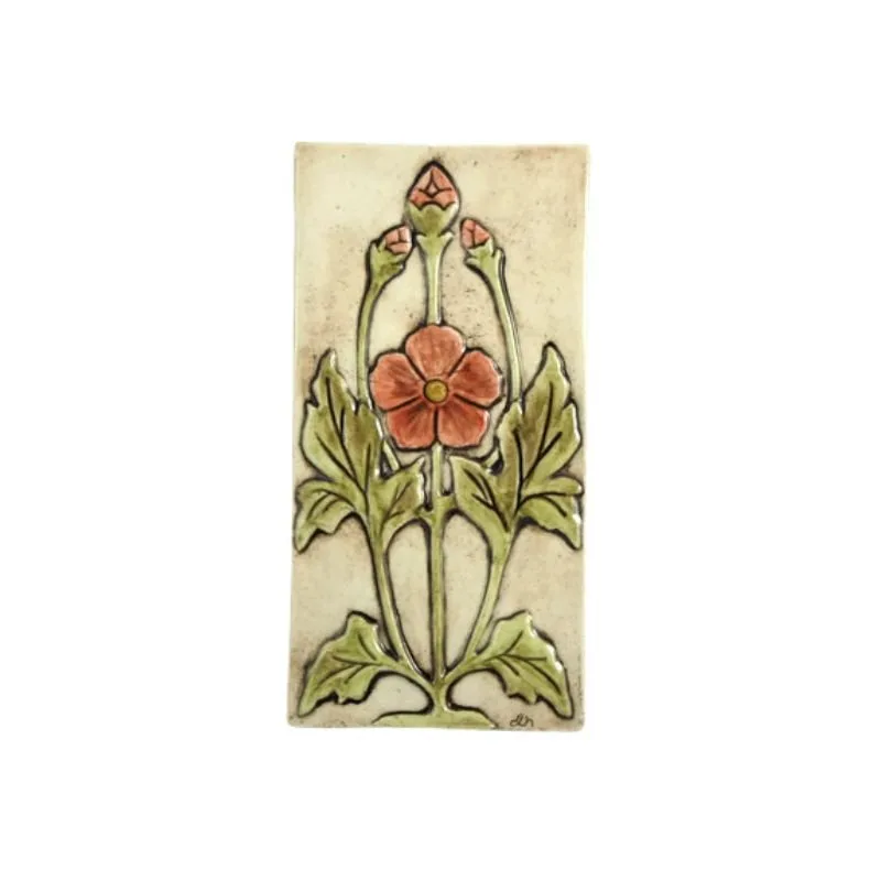 Art Deco Wild Rose 4×8 Tile – Fire Creek Clay LLC